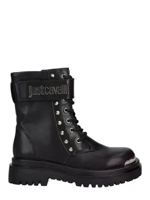 Just Cavalli Studded-embellished Combat Boots - Black