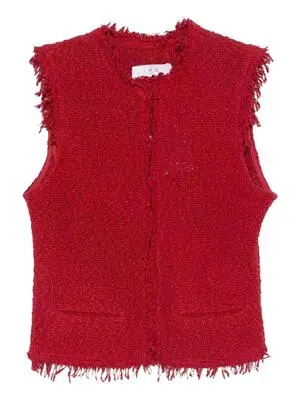 IRO PARIS Frayed Sleeveless Vest - Red