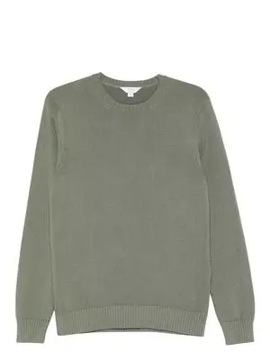 Malo Crew-neck Sweater With Ribbed Trims - Green
