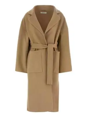 AFTERCOAT Belted Coat - Brown