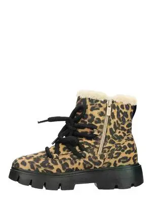 MEXX Leopard Print Lace-up Ankle Boots - Brown