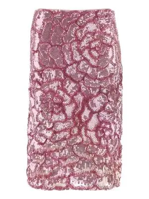 DES_PHEMMES Sequin-embellished Midi Skirt - Pink