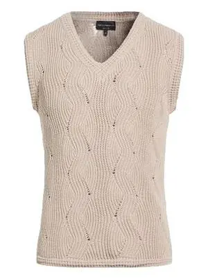 Emporio Armani Sleeveless V-neck Ribbed-knit Top - Beige