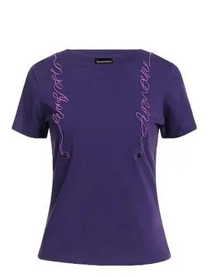 Emporio Armani T-shirt In Cotton And Elastane - Purple