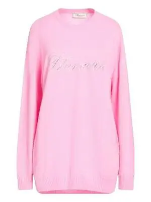 Blumarine Cashmere Sweater With Crystal Embellishments - Pink