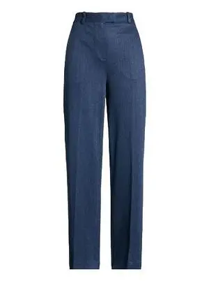 CIRCOLO 1901 Wide-leg Linen And Cotton Pants - Blue