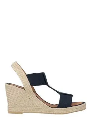 CASTELLER Two-tone Canvas Espadrille Wedges - Navy