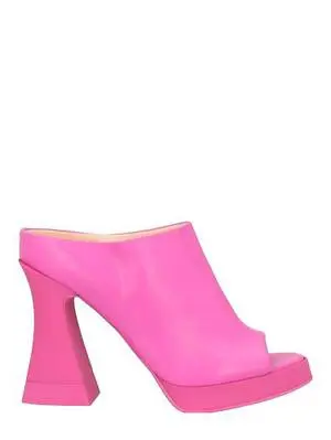 Agl Fuchsia Leather Slide Sandals - Pink