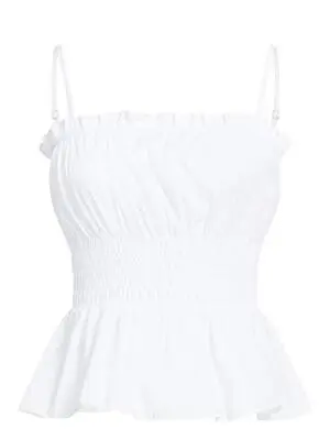 VICOLO Woven Top With Ruffle Detail - White