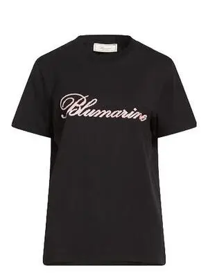 Blumarine Jersey T-shirt With Appliqués And Sequins - Black