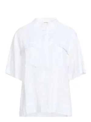 OTTOD'AME Linen Top With Embroidered Logo - White