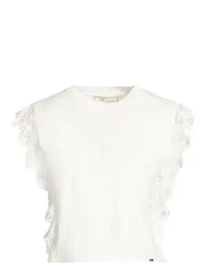 Blumarine Cotton T-shirt With Lace Trim - White