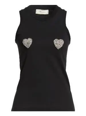Blumarine Tank Top With Appliqués - Black