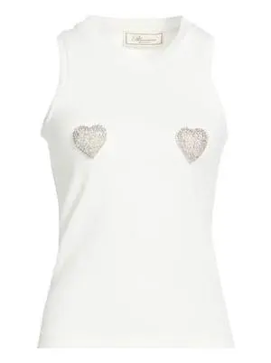 Blumarine Tank Top With Appliqués - White