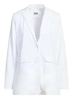 Alpha Studio Single-Breasted Blazer White