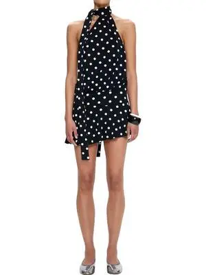 JADED LONDON Enya Polka Dot Mini Dress - Black
