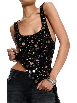 JADED LONDON Addison Sequin Vest Top - Black