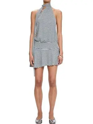 JADED LONDON Striped Backless Mini Dress - Grey