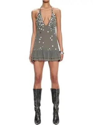 JADED LONDON Halter Minidress - Grey