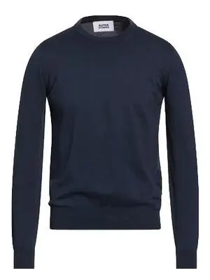 Alpha Studio Knitted Cotton Sweater - Navy