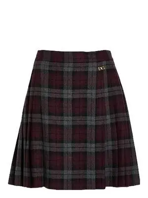 Dolce & Gabbana Flannel Tartan Pleated Mini Skirt - Purple
