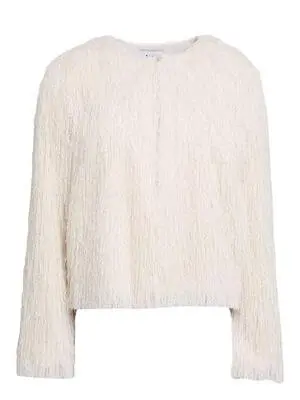 Alpha Studio Woven Jacket With Fringe Detail - Off White