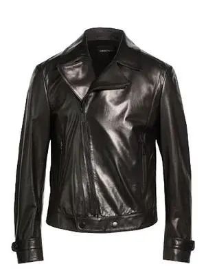 Emporio Armani Lambskin Biker Jacket - Black