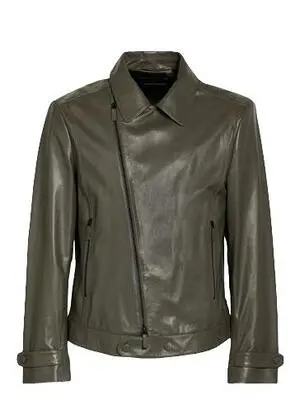 Emporio Armani Lambskin Biker Jacket - Green