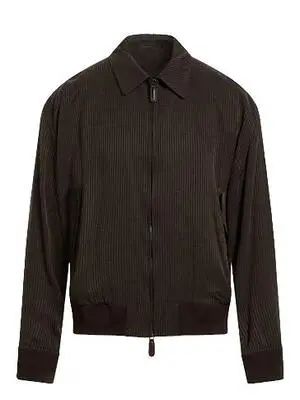 Giorgio Armani Harrington Jacket In Cupro And Viscose - Dark Brown