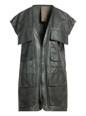 GIORGIO BRATO Sleeveless Leather Safari Jacket - Green