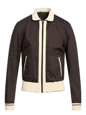 Dolce & Gabbana Pinstriped Jacket With Knitted Trims - Grey