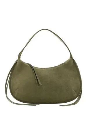 Mango Suede Shoulder Bag With Tassel Detail - Khaki Green