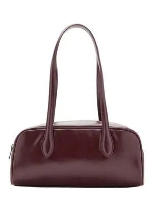 Mango Faux Leather Bowling Bag - Burgundy
