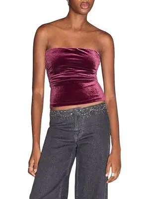 Mango Velvet Tube Top - Burgundy