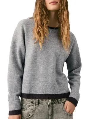 Mango Two-tone Knit Sweater - Purple And Grey
