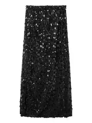 Mango Sequin Lace Skirt - Black