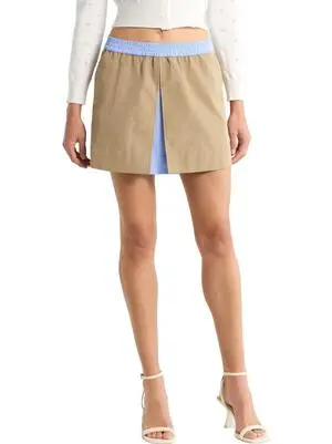 Astr The Label Alycia Slit Miniskirt - Khaki Contrast