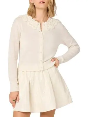 Astr The Label Meadow Lace Collar Cardigan - Off White