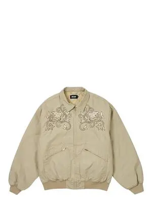 PALACE Floral Canvas Bomber Jacket - Stoney Grey