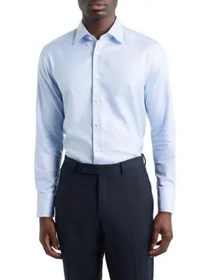 JACK VICTOR Wayne Cotton Dress Shirt - Blue