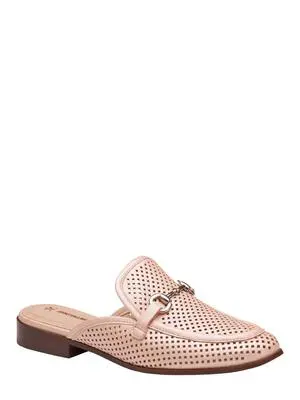 Johnston & Murphy Ali Perforated Bit Mule - Blush Pearlized Glove Leather