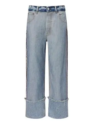 Acne Studios Deconstructed Embellished Straight Jeans - Blue