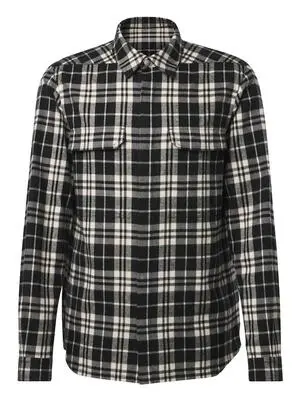 Rick Owens Temple Plaid Cotton Overshirt - Black
