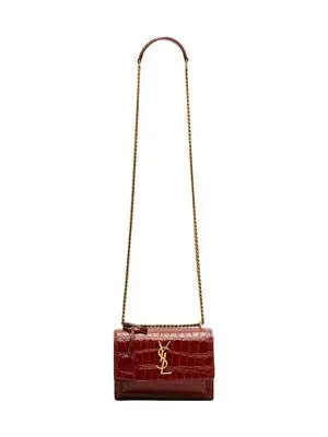 Saint Laurent Sunset Small Leather Crossbody Bag - Brown