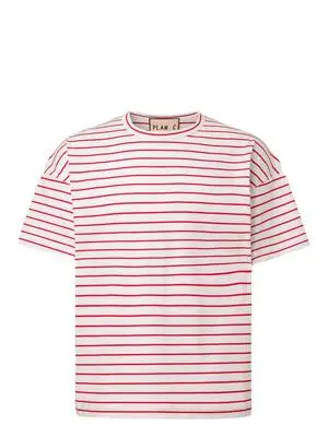 Plan C Striped Cotton T-shirt - White