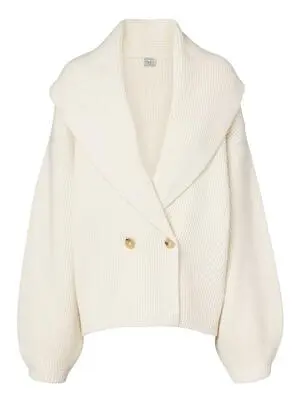 TOTEME Ribbed-knit Wool-blend Cardigan - White