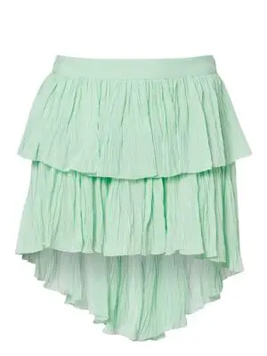 Blumarine Plissé Tiered Georgette Miniskirt - Green