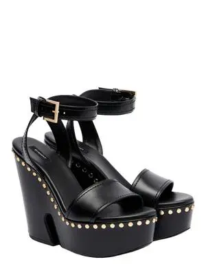 Givenchy Embellished Platform Leather Sandals - Black