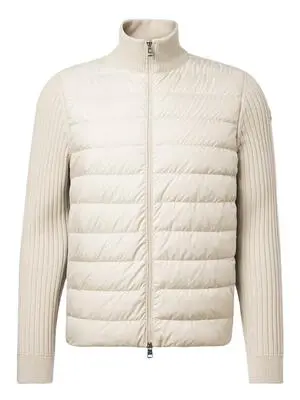 Moncler Down-paneled Wool-trimmed Zip-up Cardigan - White
