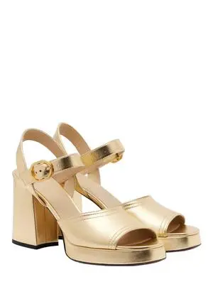 Valentino Garavani Vlogo Leather Sandals - Gold